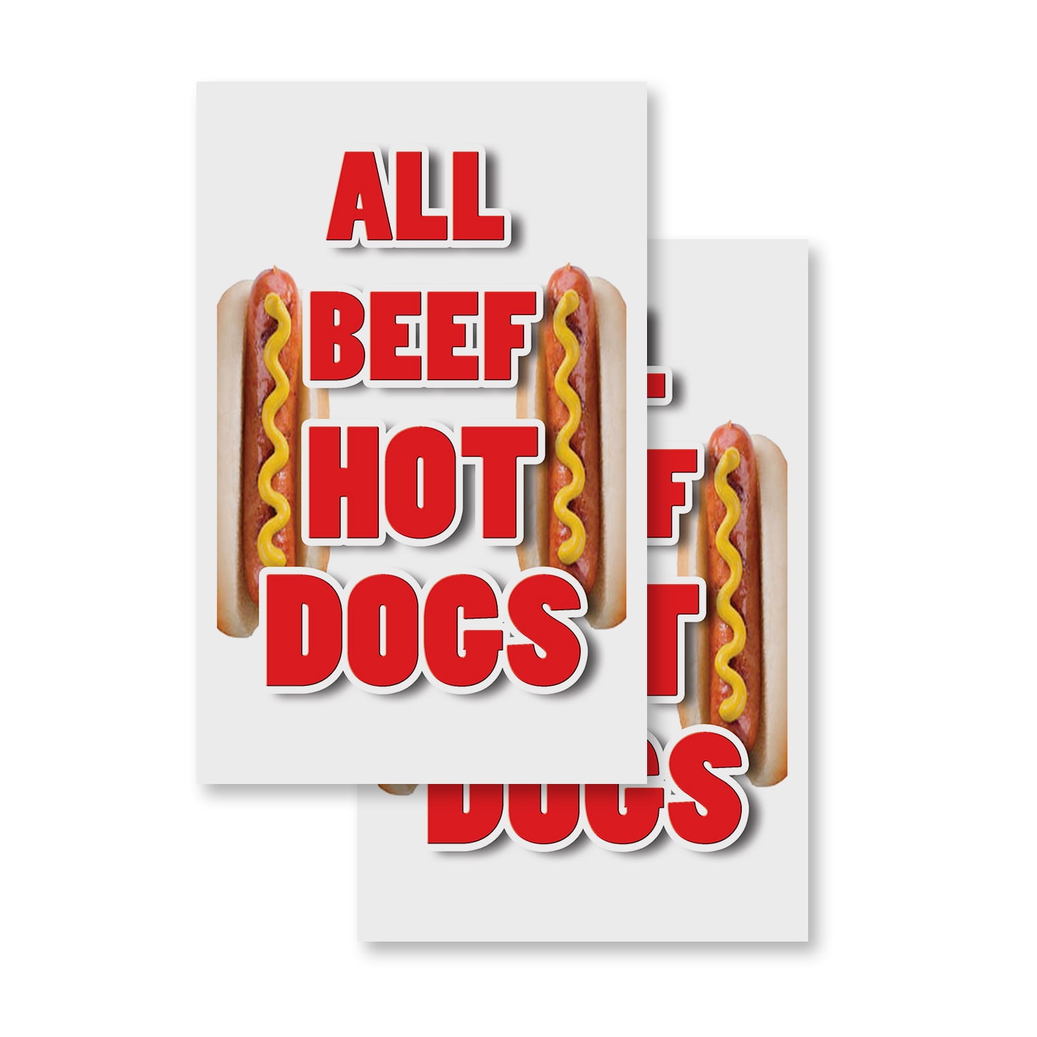 All Beef Hot Dogs (2-PACK) 24" x 36" Vinyl Decals | Sign Insert Peel ...