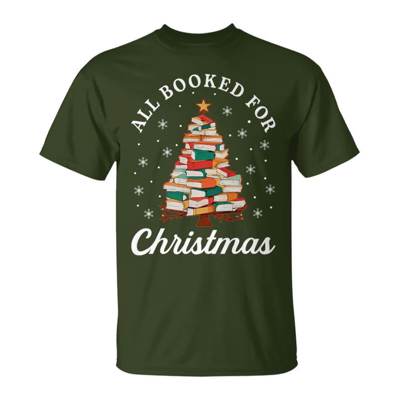 All Booked For Christmas Book Tree Retro TShirt - Walmart.com