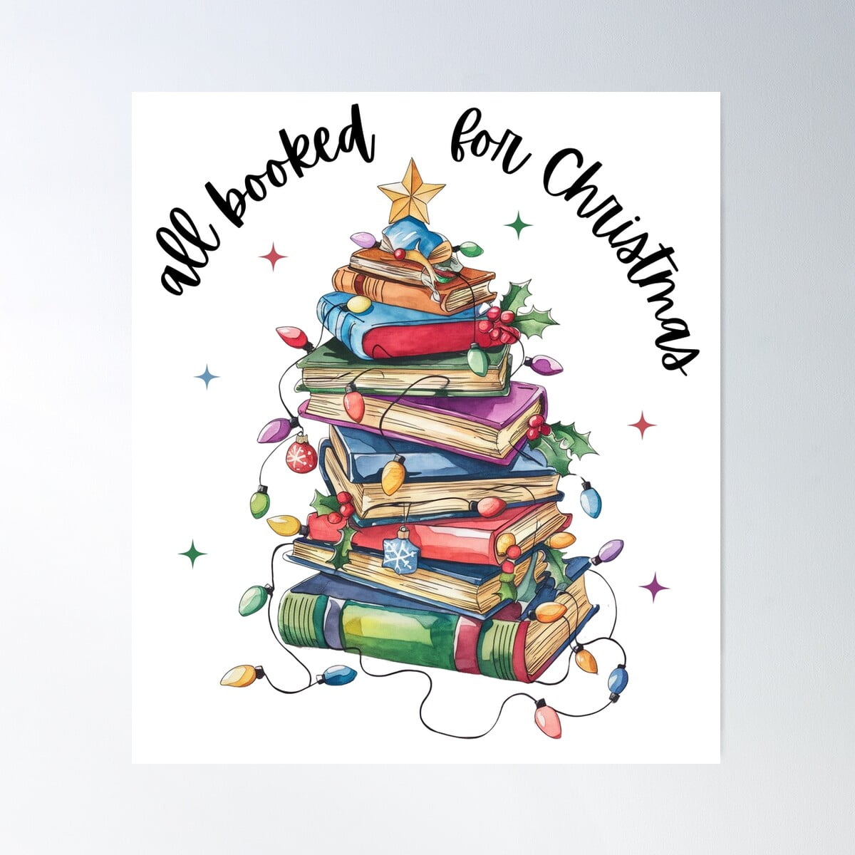 All Booked For Christmas, Reading Christmas Tree Poster Wall Art ...