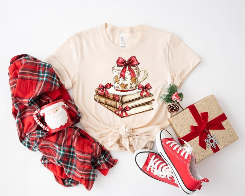 All Booked For Christmas Shirt Coquette Christmas Books Shirt Book
