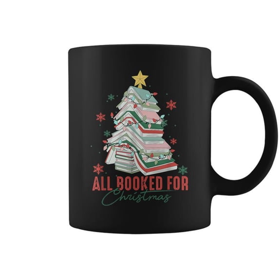 All Booked For Christmas Tree Book Librarian Teacher Coffee Mugs ...