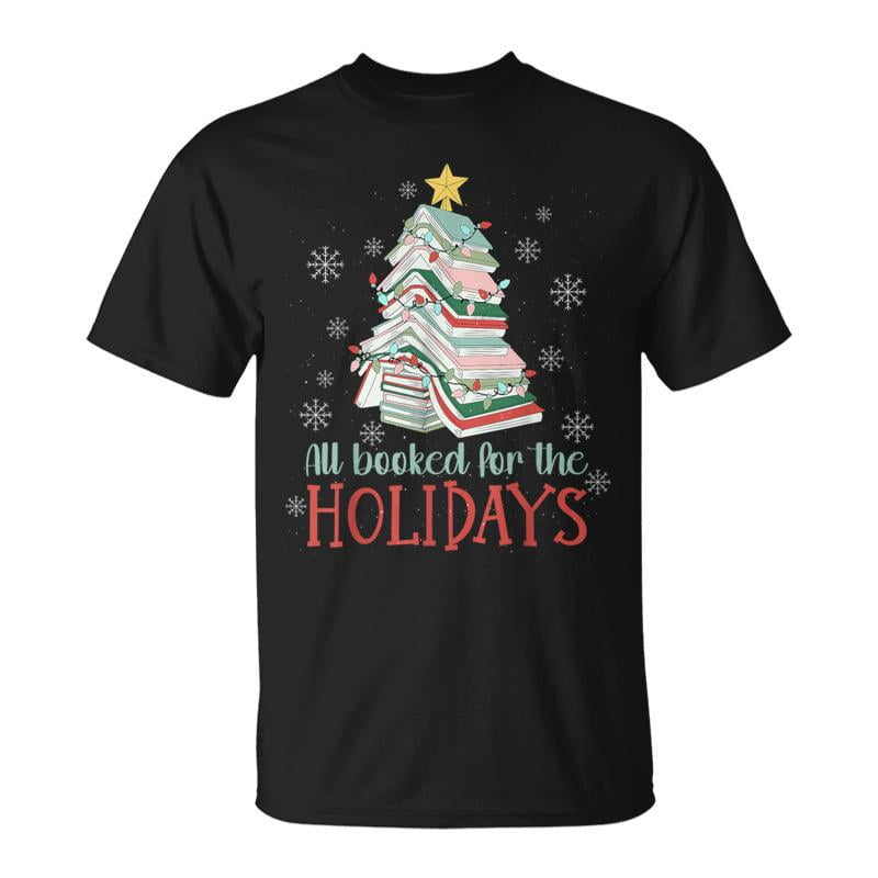 All Booked For The Holidays Book Christmas Tree TShirt - Walmart.com