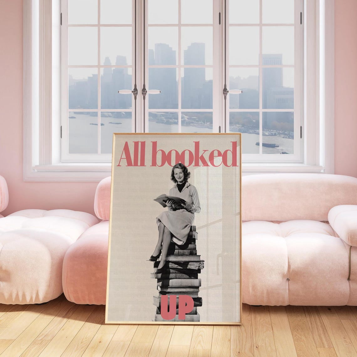 All Booked Up Monochrome Reading Wall Art Poster, Unframed Size 16x24 ...