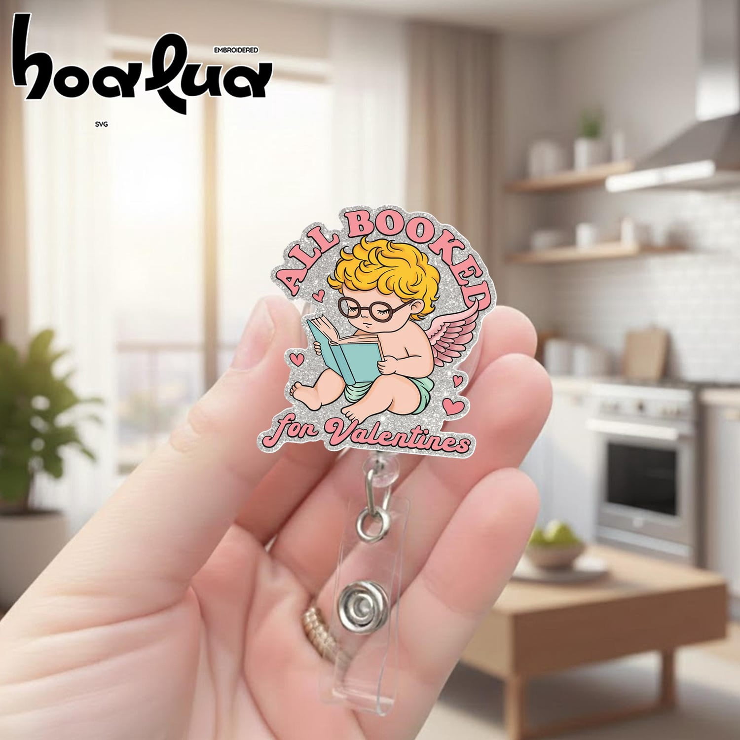 All Booked for Valentines Badge Reel, Cute Reading Cupid Gift for ...