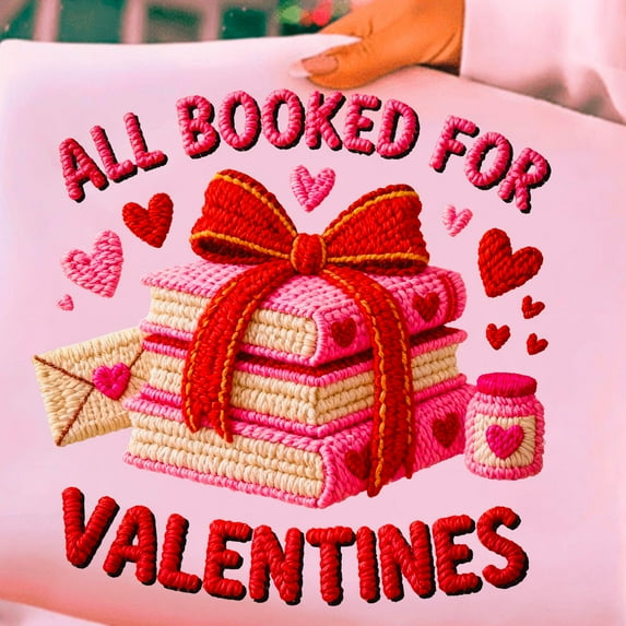 All Booked for Valentines , Yarn Embroidery, Book Lover Shirt Design ...