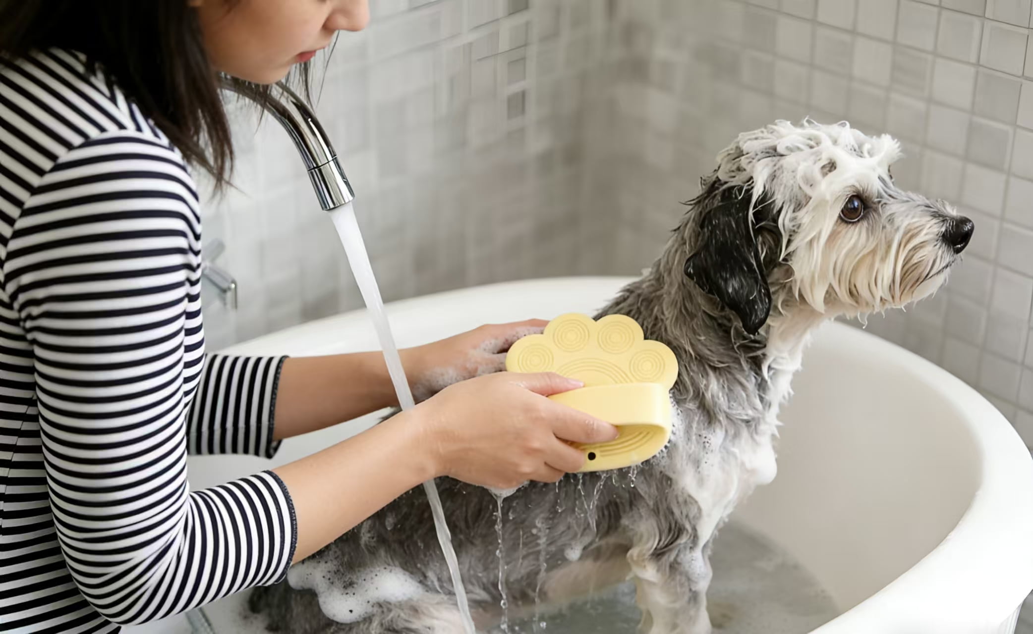 All-Breed Dog Bath Brush: Soft Rubber Pins for Gentle Massage & Deep ...