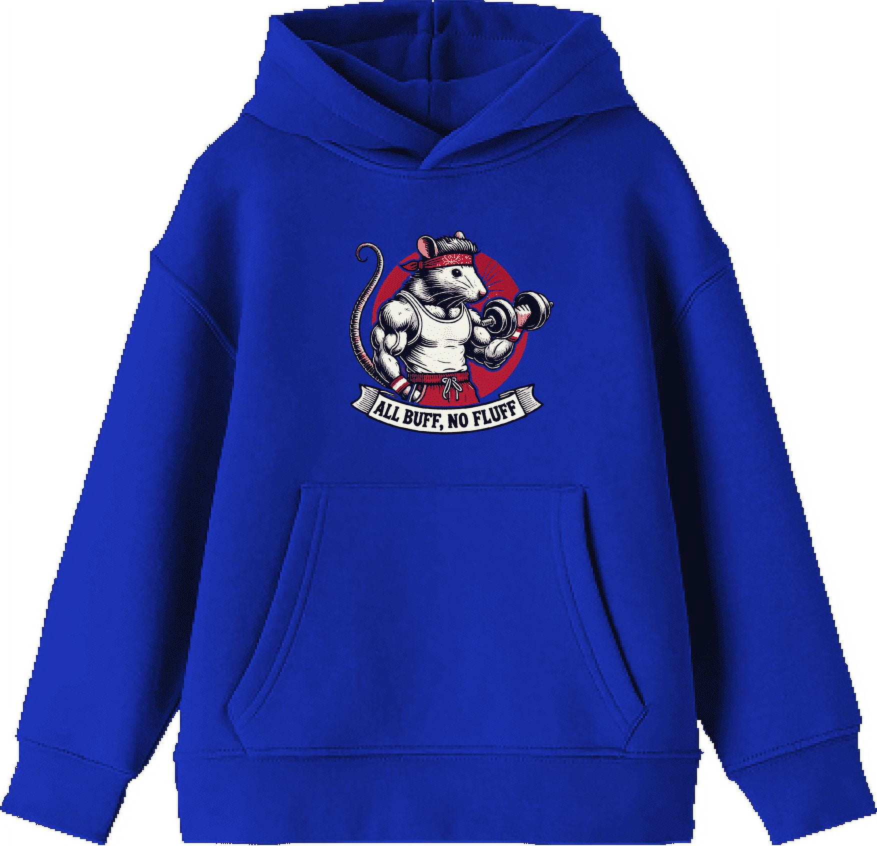 All Buff no Fluff Gym Rat Youth Royal Blue Long Sleeve Hoodie-Medium ...