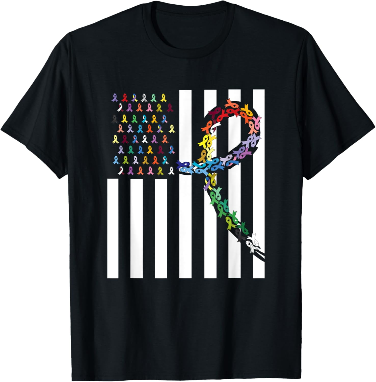 All Cancer Matters Awareness USA Flag All Ribbons T-Shirt - Walmart.com