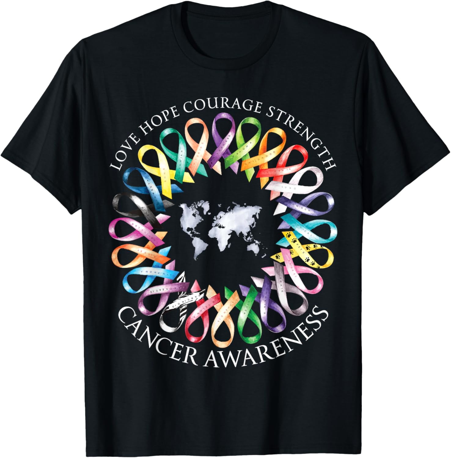 All Cancer Matters Survivors Awareness Fight Ribbon Support T-Shirt ...
