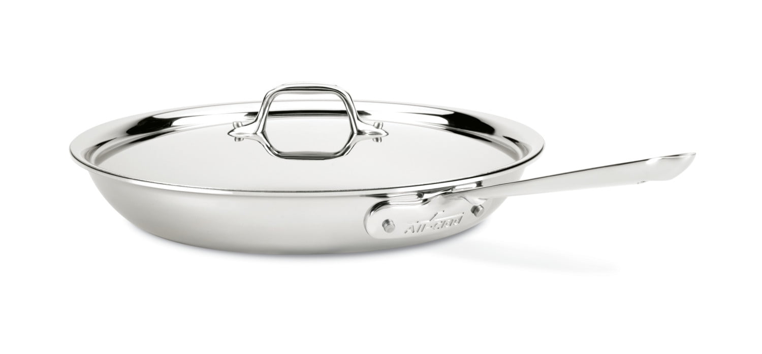 All-Clad D3 Stainless 3-Ply Bonded Cookware, Fry Pan with Lid, 12 inch ...