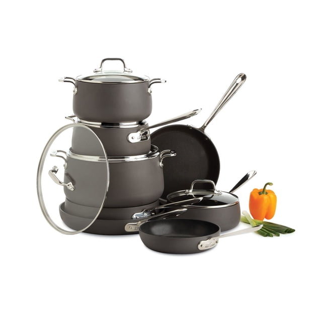 All-Clad HA1 13 Piece Set, Hard Anodized Nonstick Cookware, Stainless ...