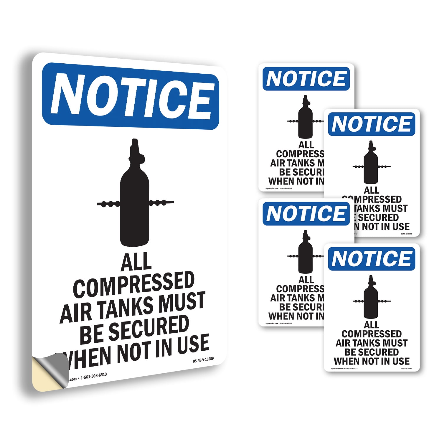 All Compressed Air With Symbol OSHA Notice Vinyl Decal Label 10 Inch x ...