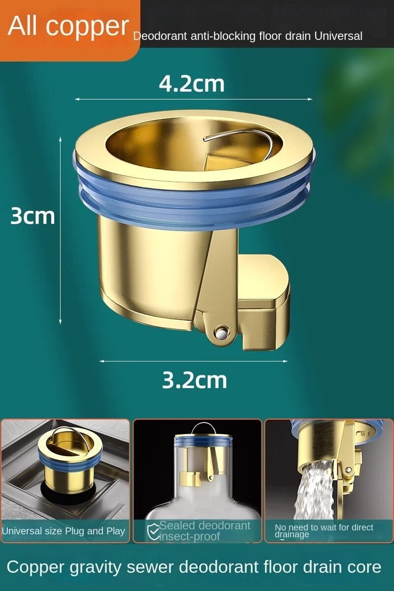 All Copper Gravity Direct Drain Core Floor Shower Drain Stopper ...