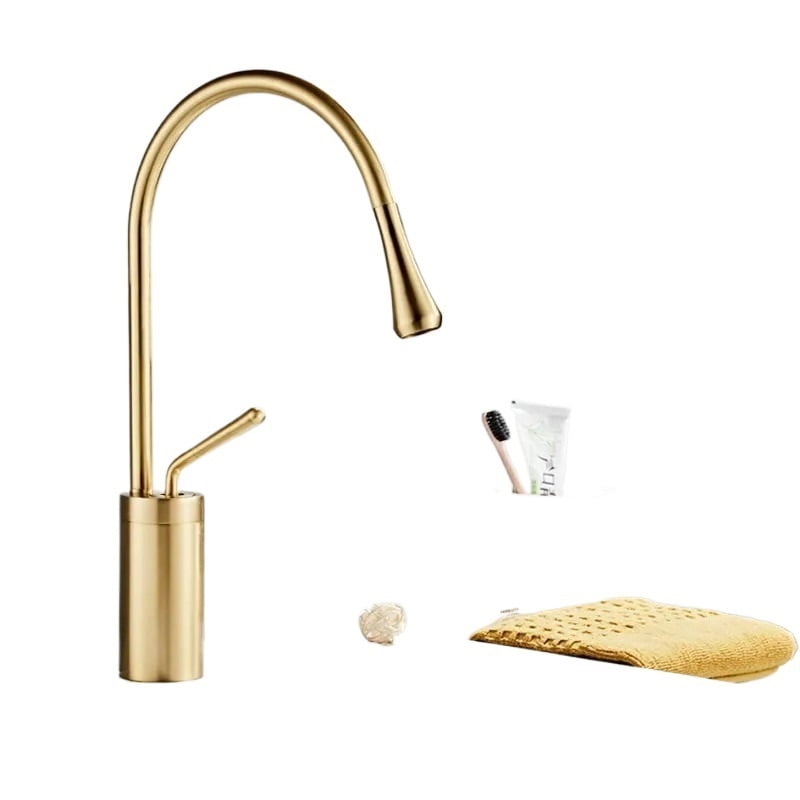 All Copper Kitchen Faucet Matte Black Mixer Faucet 360 Degree Rotation ...