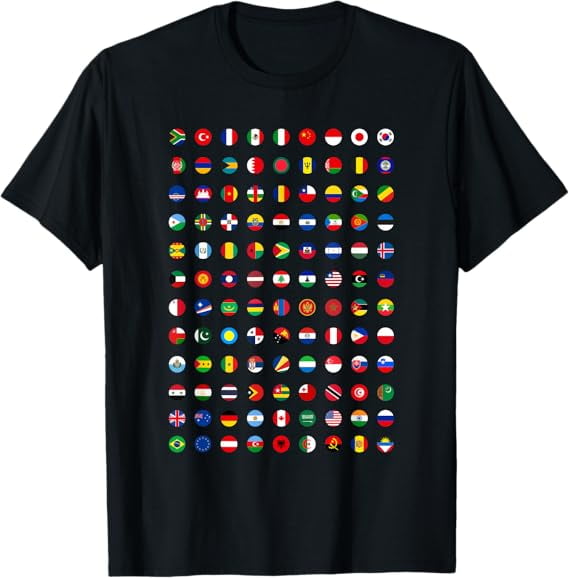 All Countries Flags Of The World 287 Flag International T-Shirt ...