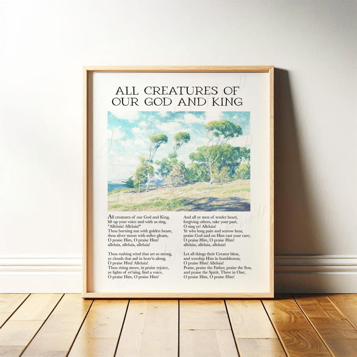 All Creatures of Our God and King Hymn Wall Art, Christian Decor Poster ...