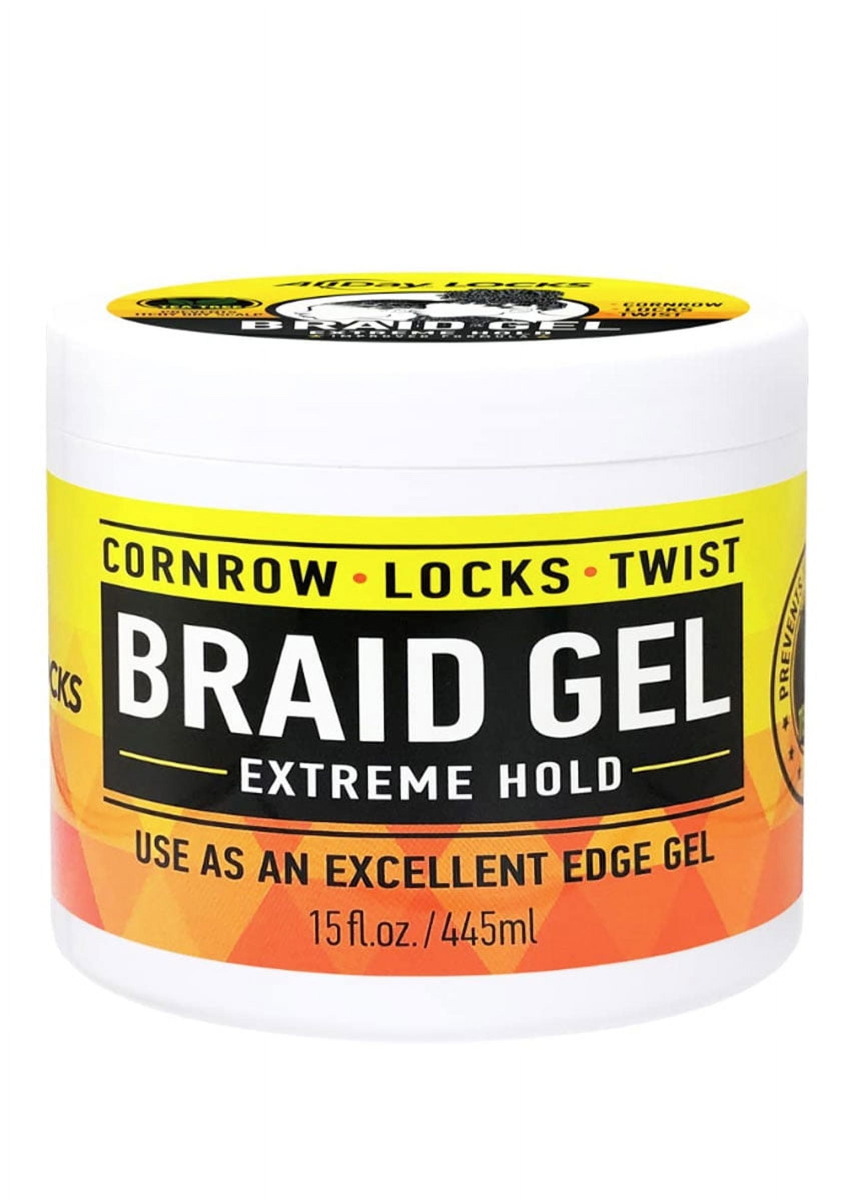 All Day Locks Braid Gel Extreme Hold, 15oz, Shine and Edge Control for ...