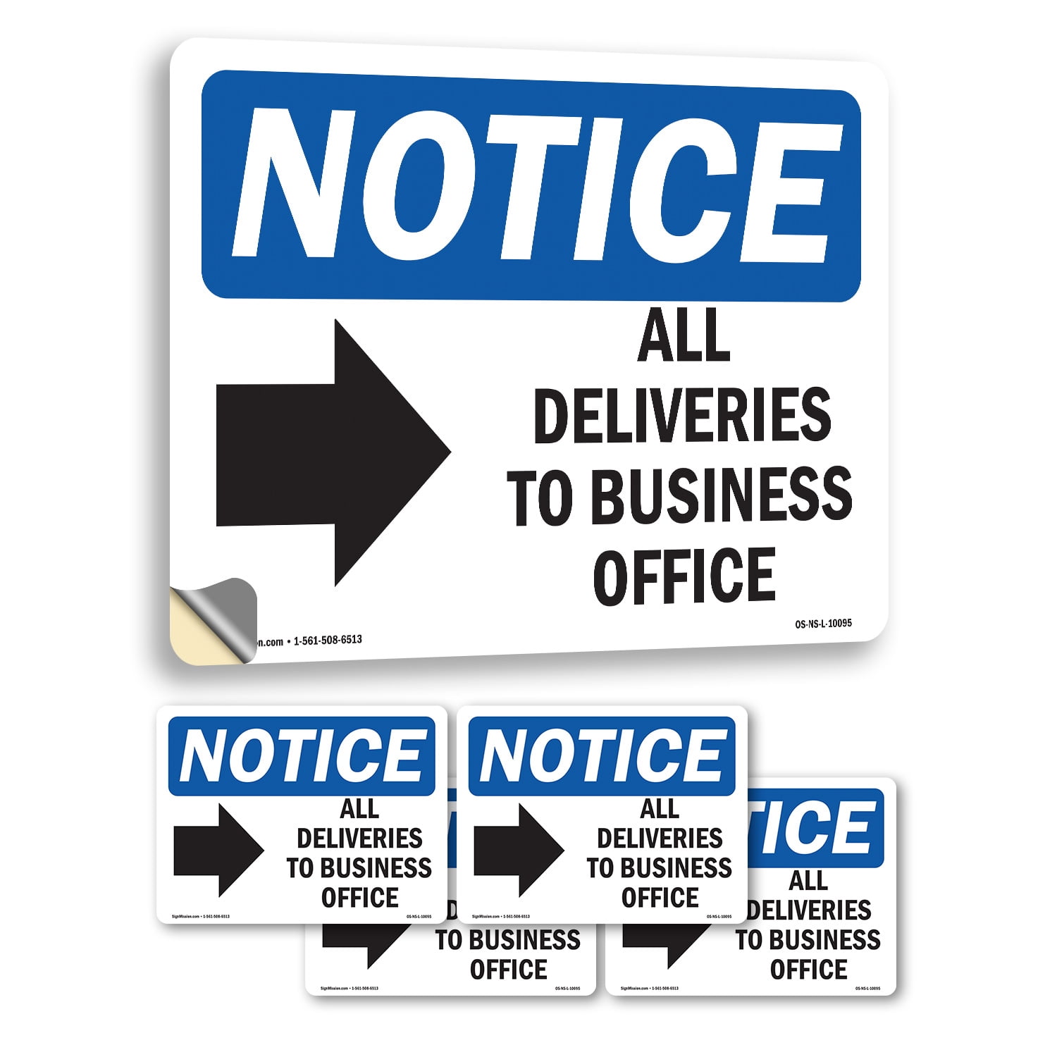 All Deliveries To Business Office With Symbol OSHA Notice Vinyl Decal ...