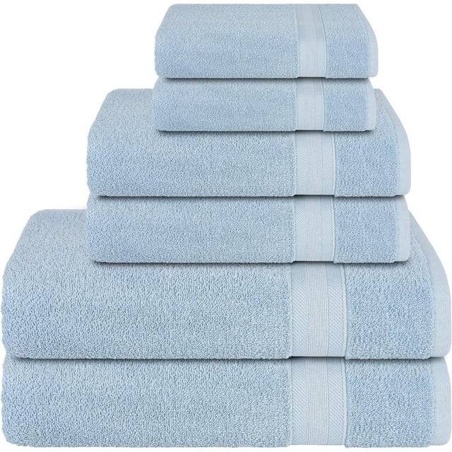 All Design Blue Bath Towels Set Quick-Dry, Soft, High Absorbent 100% ...
