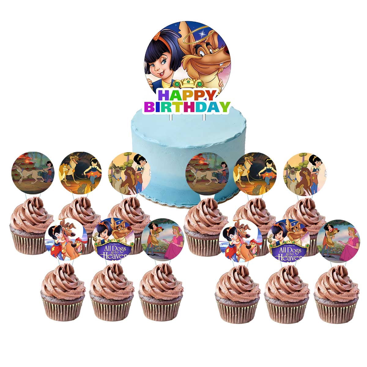 All Dog Go To Heaven Cake Topper CupcakeS Set Birthday Party Supplies ...