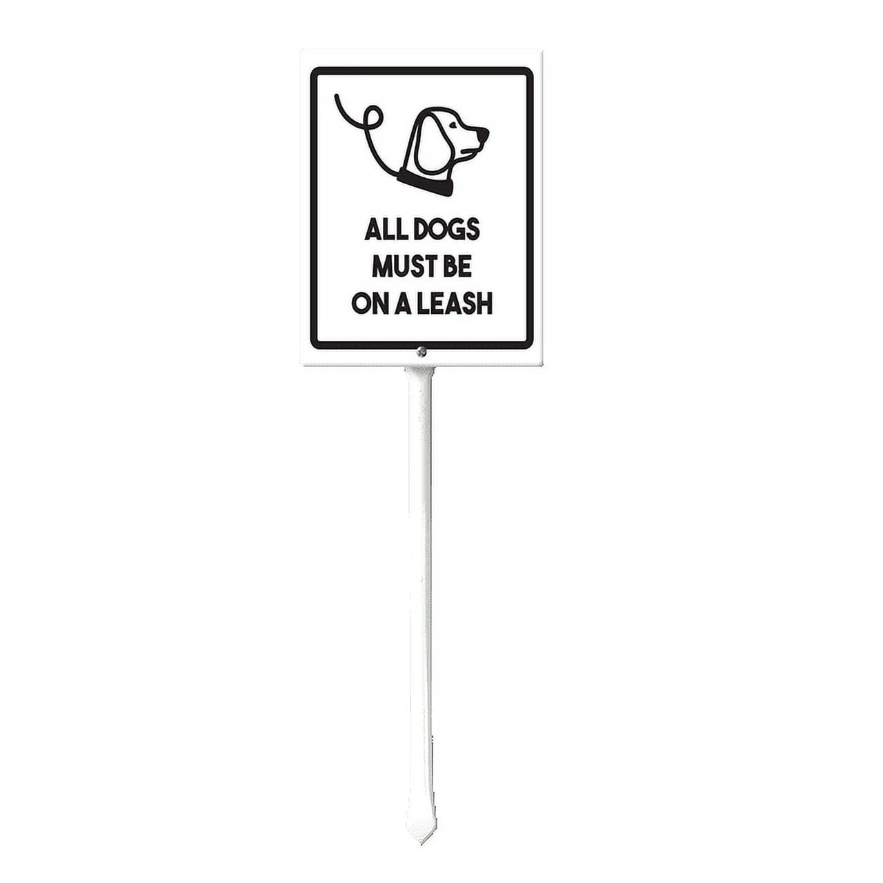 All Dogs Must Be On A Leash Sign With Metal Stake, 8" x 23.6" Aluminum ...