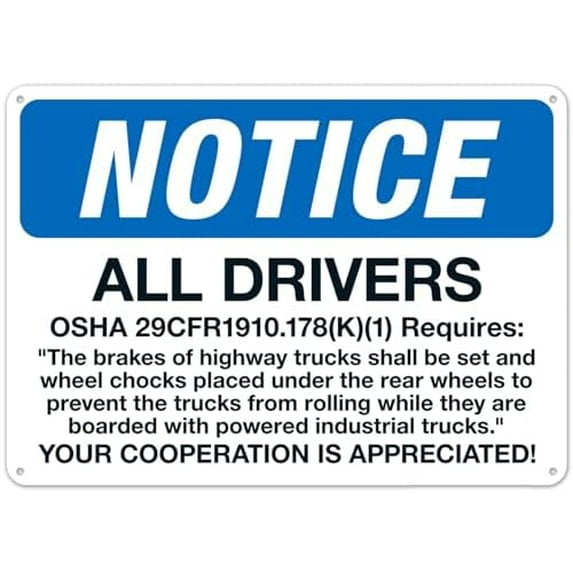 All Drivers Signs,Facility Safety Signs Metal Tin Sign 8x12 Inch Clear ...
