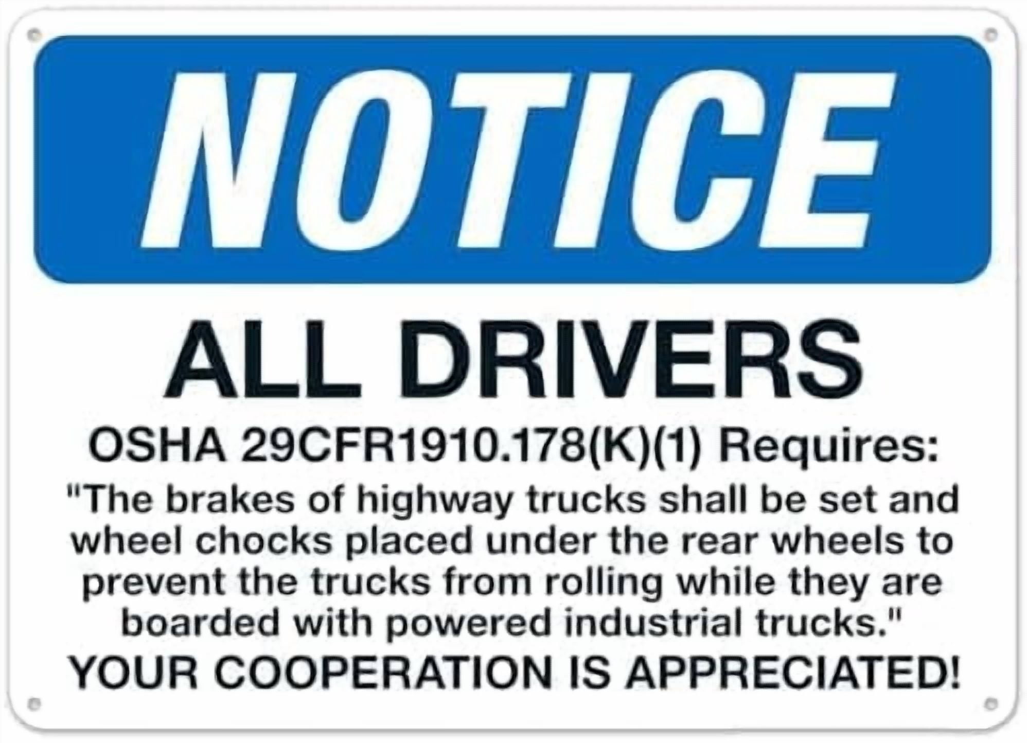 All Drivers Signs,Facility Safety Signs Metal Tin Sign 8x12 Inch Clear ...