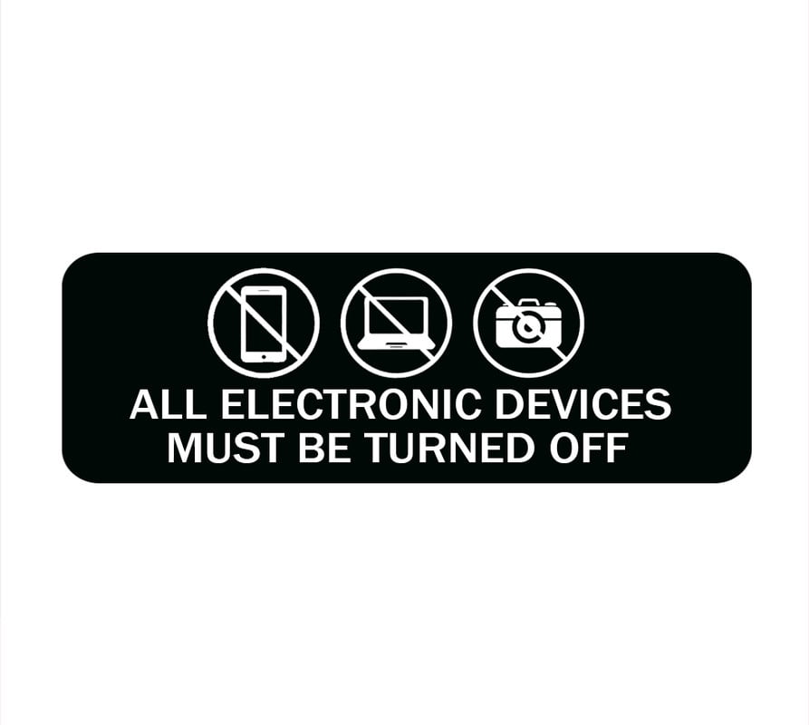 All Electronic Devices Must Be Turned Off Sign Stickers, 10X3 Inch ...
