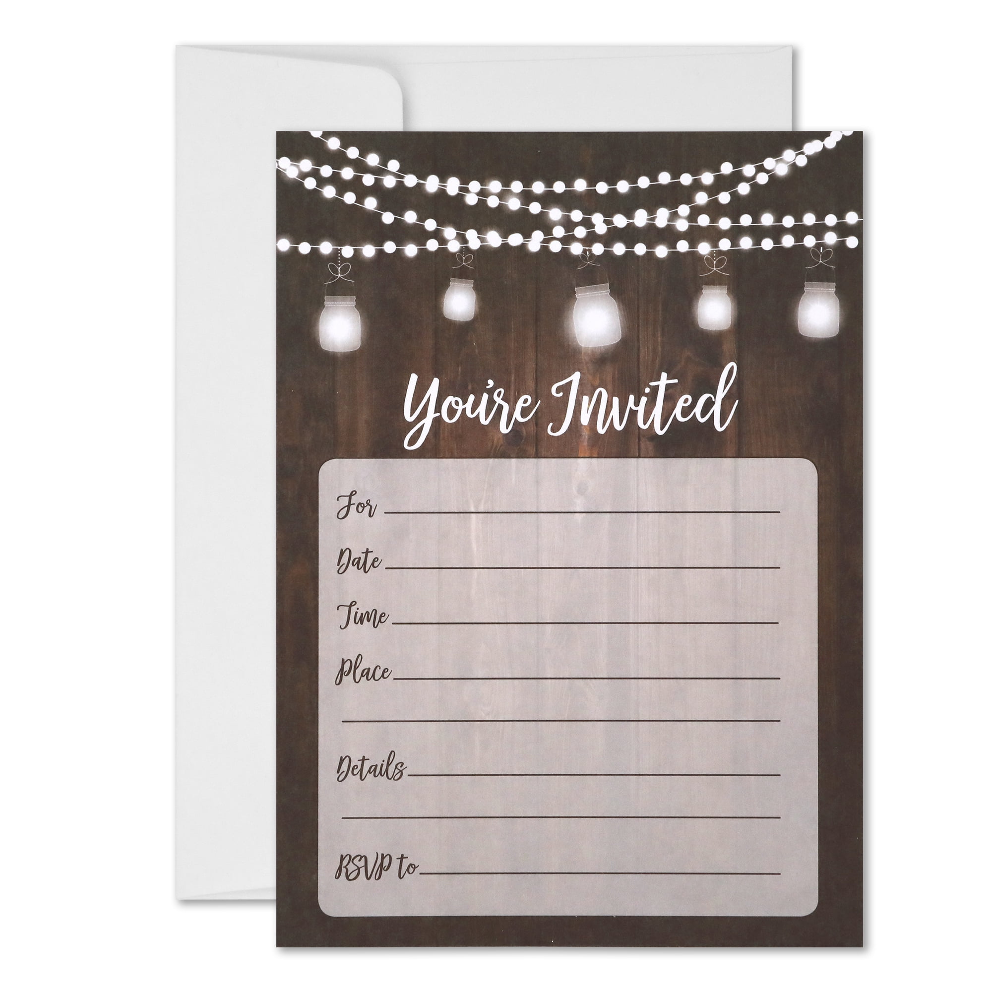 All Ewired Up Rustic Country Wood and Lights Invitations (Large Size ...