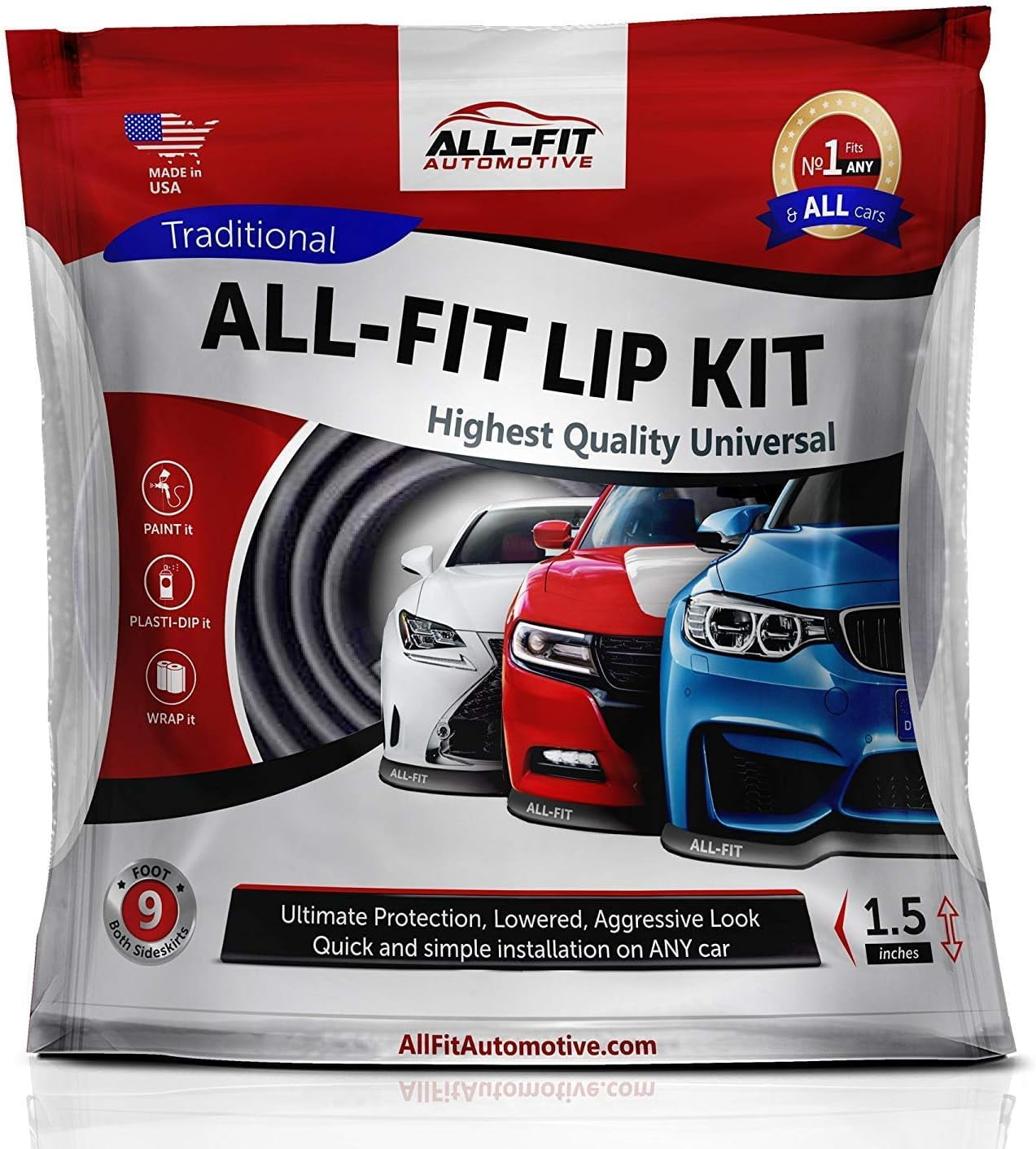 All-Fit Complete 1.5" Universal Bumper Lip Splitter Kit - Protector for ...