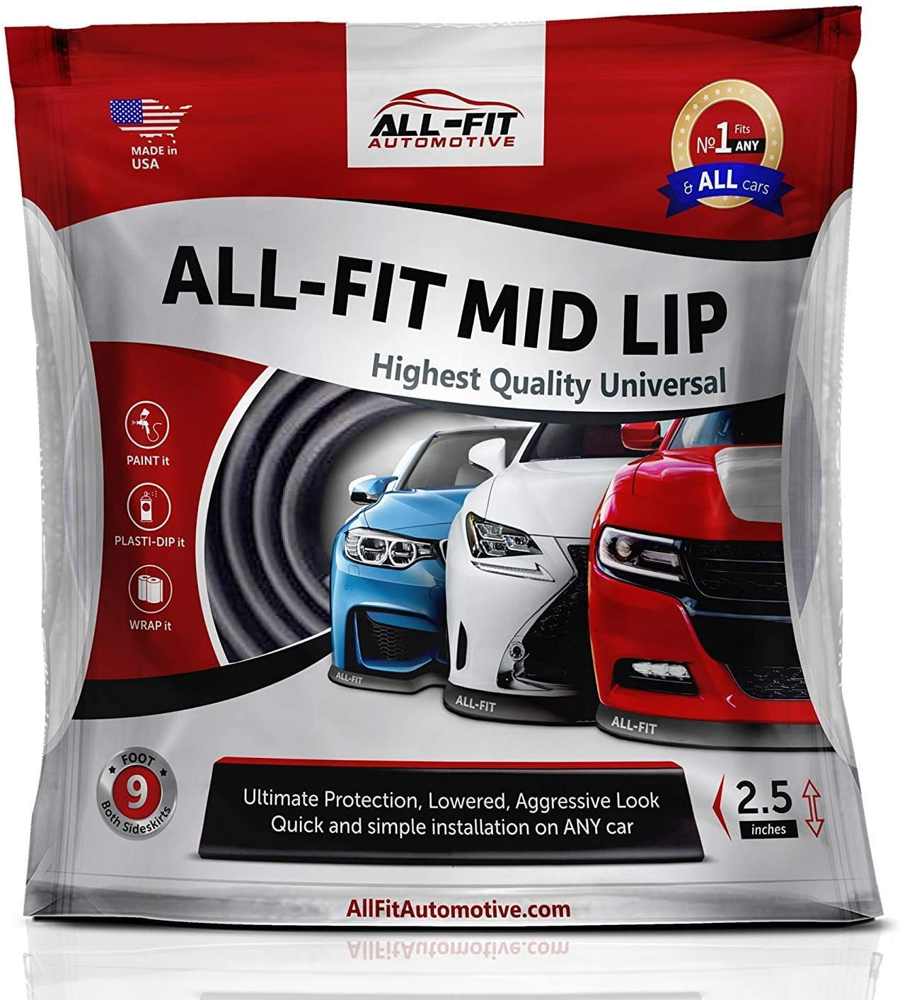 All-Fit Complete 2.5" Universal Bumper Lip Splitter Kit - Protector for ...
