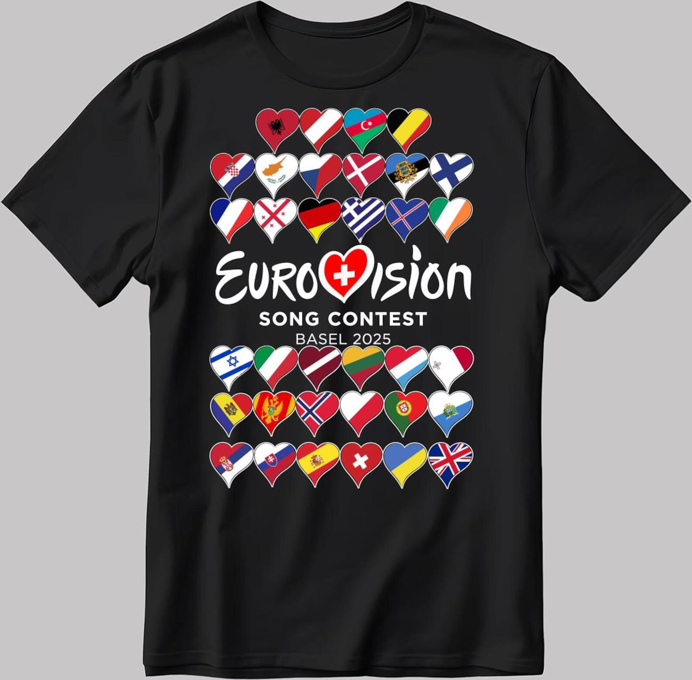 All Flag Eurovision Song Contest BASEL 2025 White-Black - Walmart.com