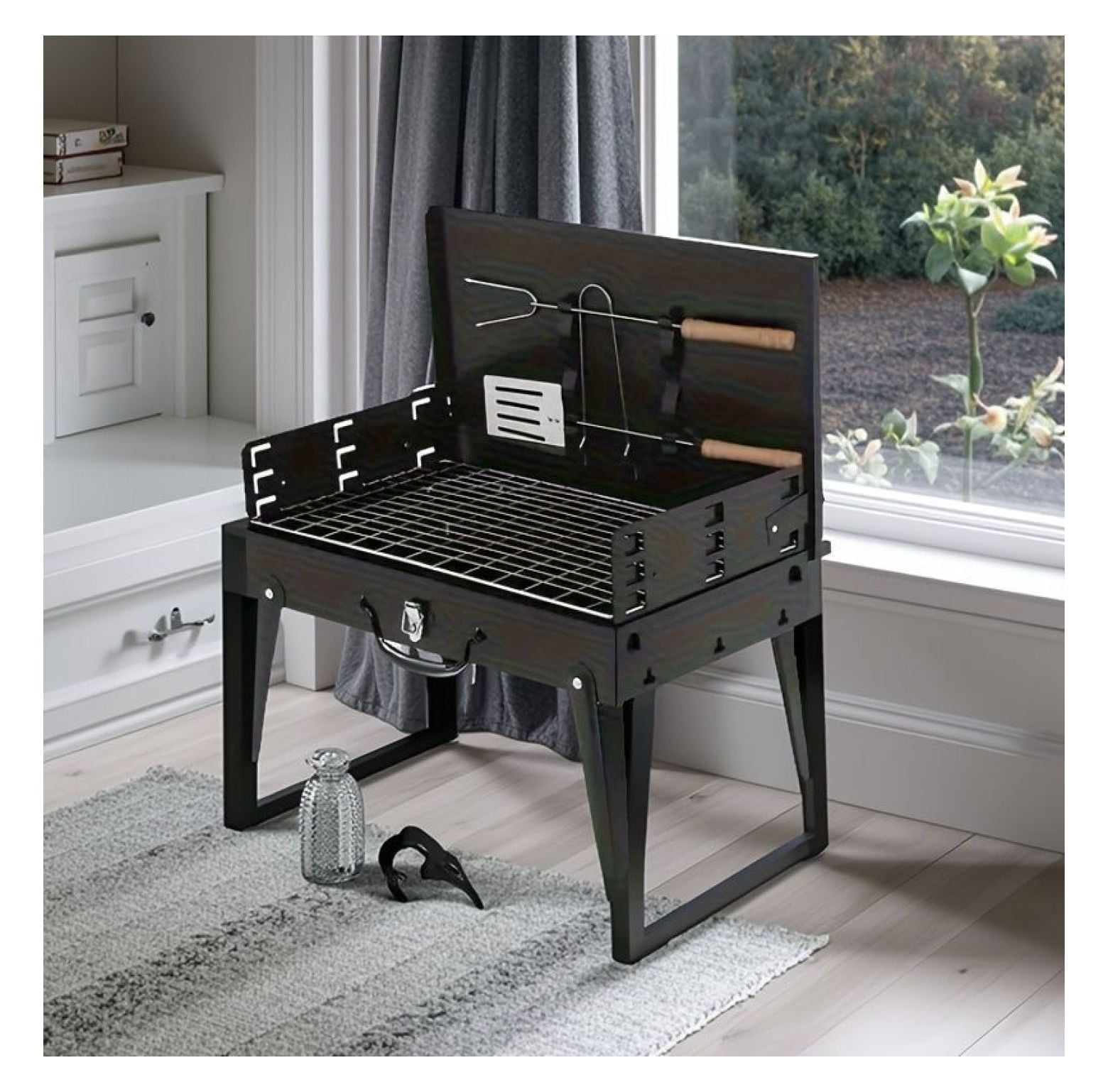 "All- Folding Grill - Windproof Durable Design with 3 Height ...