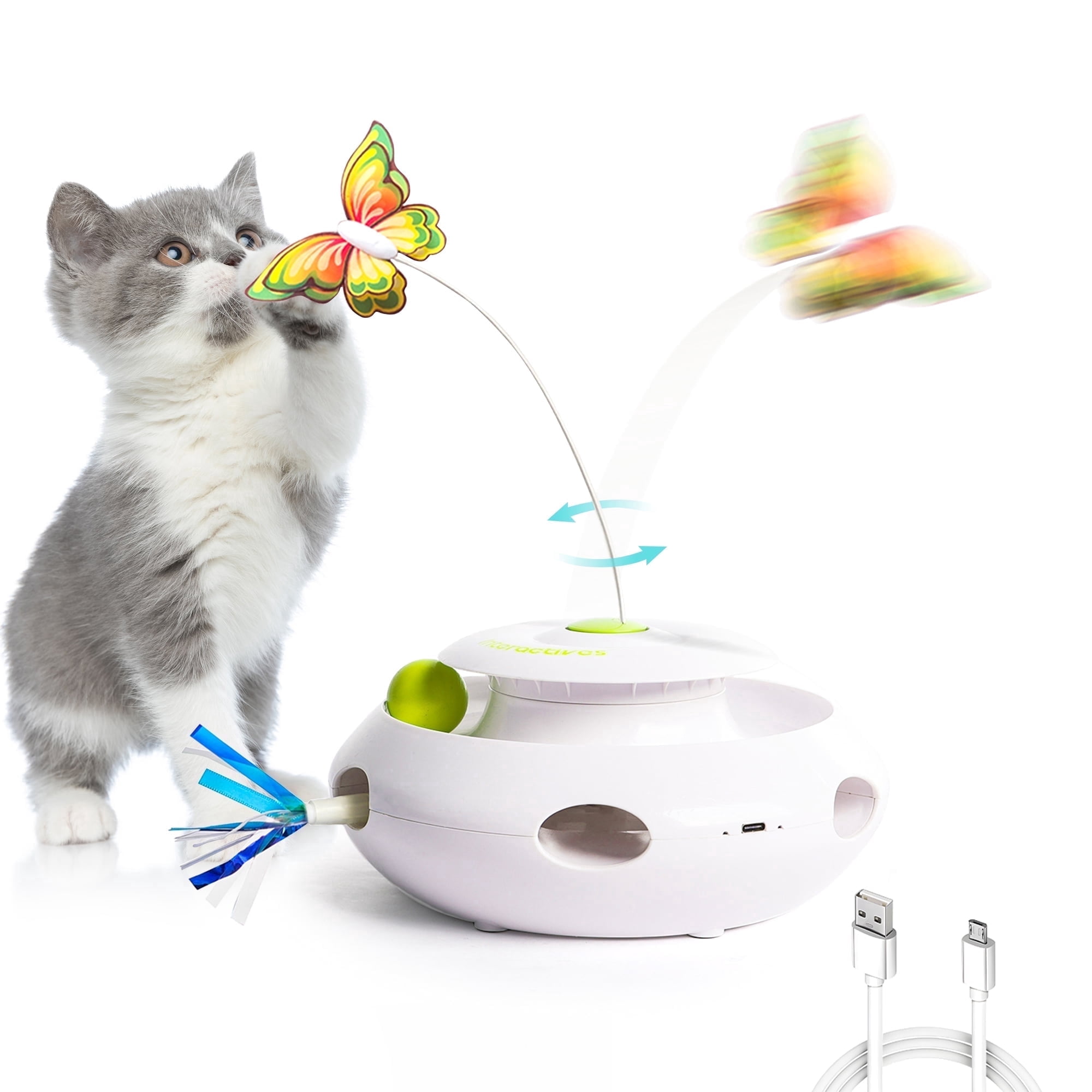 All For Paws 3-in-1 Interactive Cat Toy with Motion Sensor, USB ...