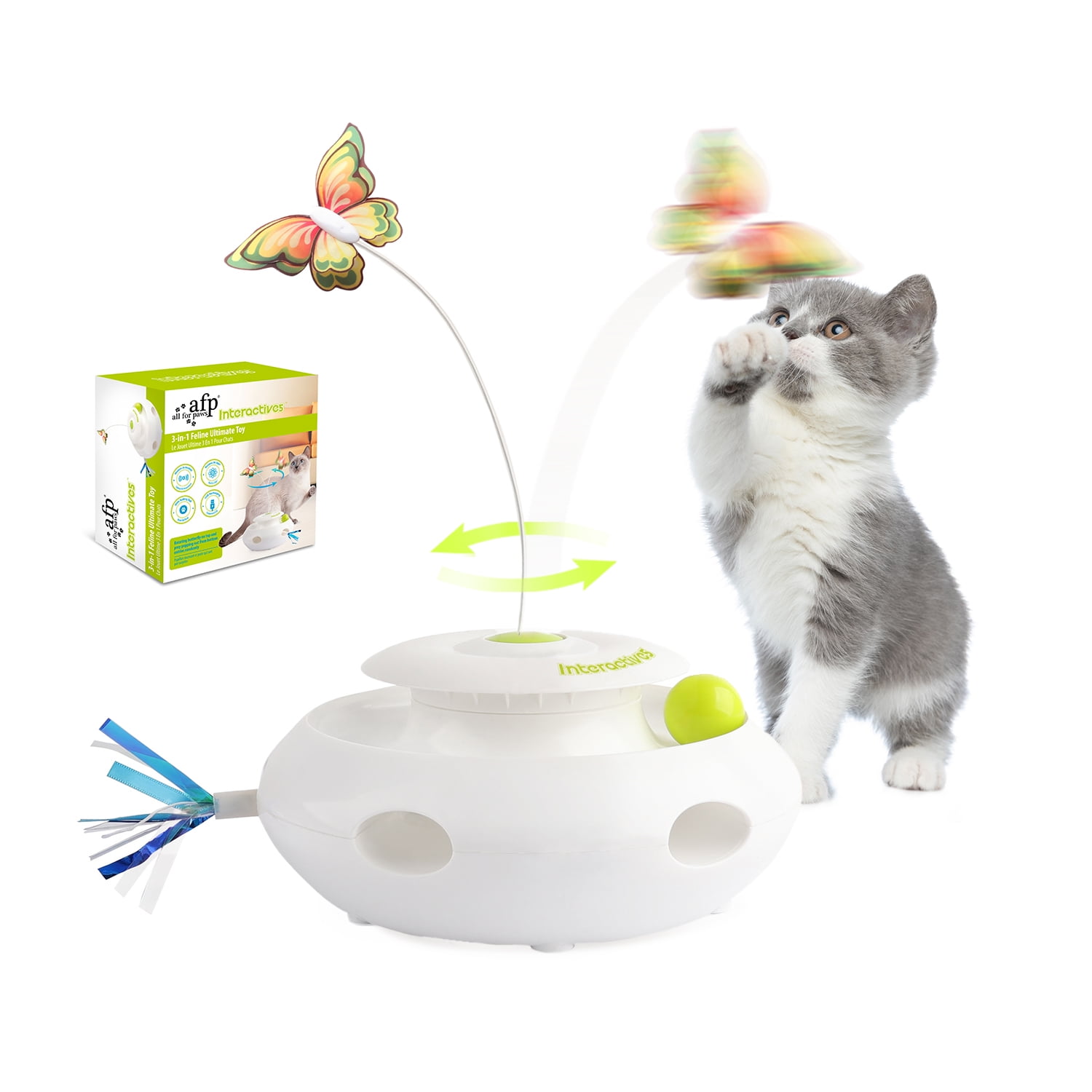 All For Paws 3-in-1 Interactive Butterfly Cat Toy with Motion Sensor ...