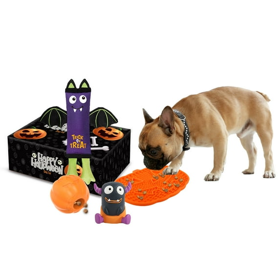 All For Paws Halloween 4-Pack Dog Toy Set - Gift Box Includes Dog Lick ...