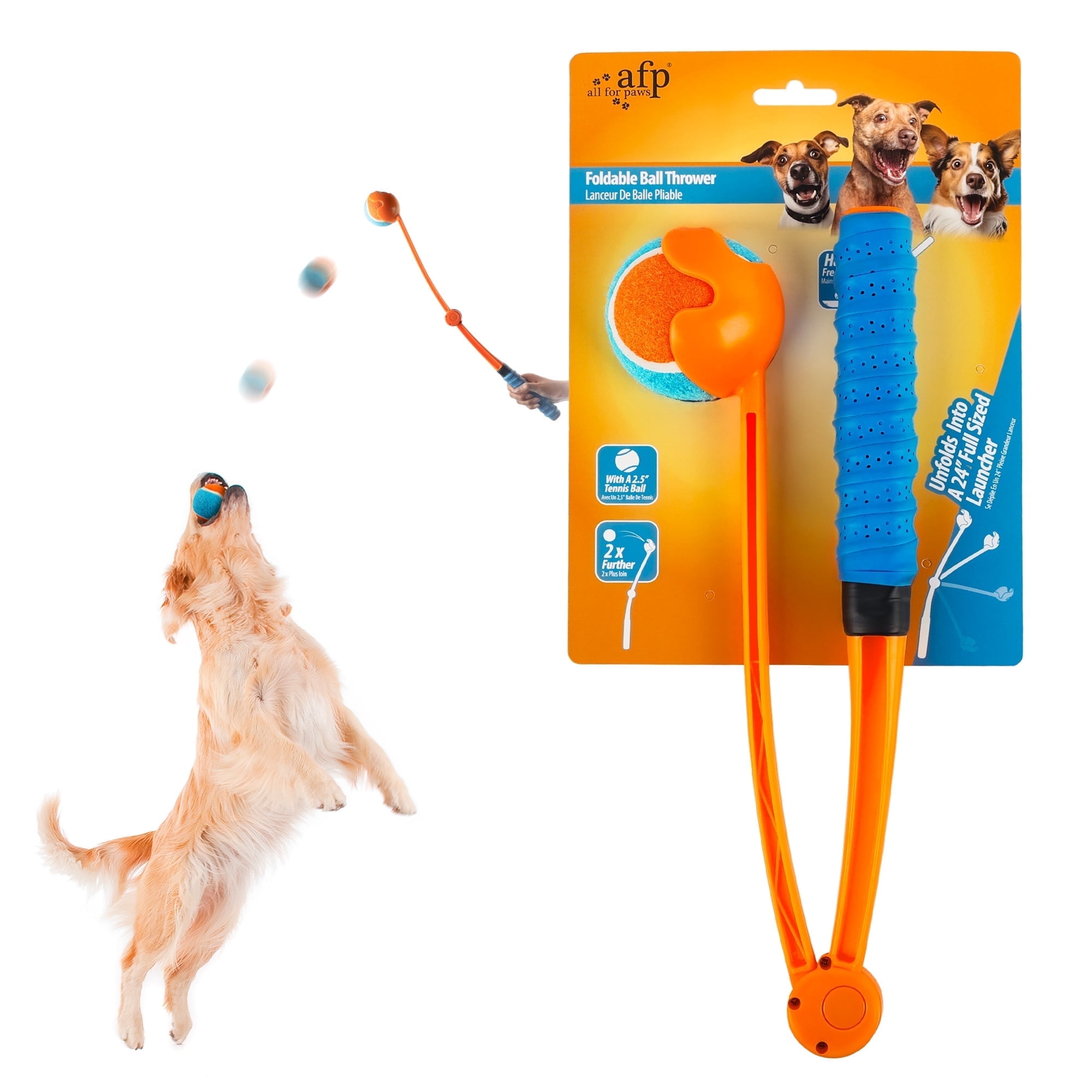 All For Paws Dog Ball Thrower Launcher, 25" Dog Fetch Toys, Foldable ...