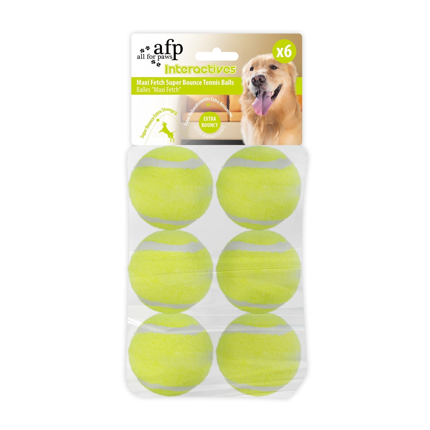 All For Paws Dog Tennis Ball Toy, 6pcs Fetch Balls for Medium to Large ...