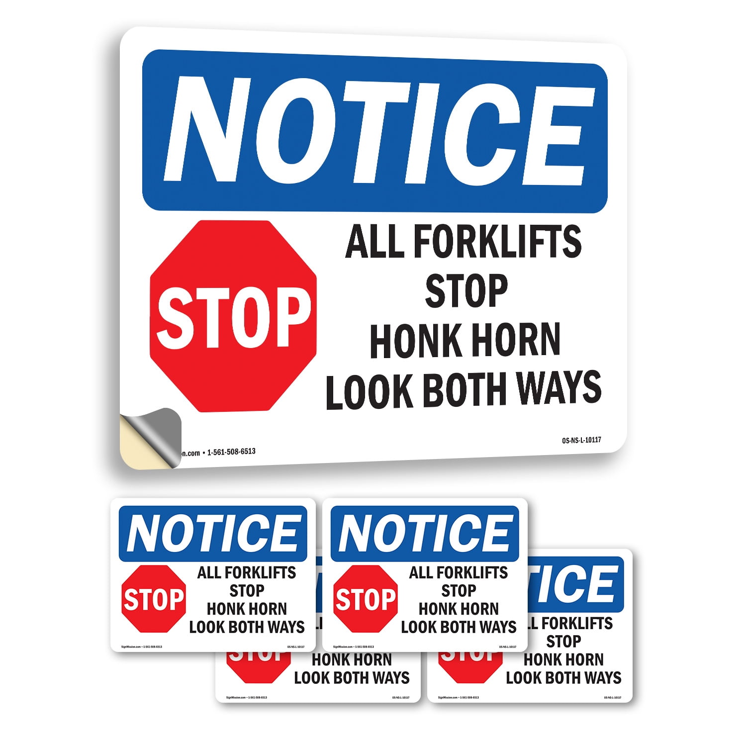 All Forklifts Stop Honk Horn With Symbol OSHA Notice Vinyl Decal Label ...