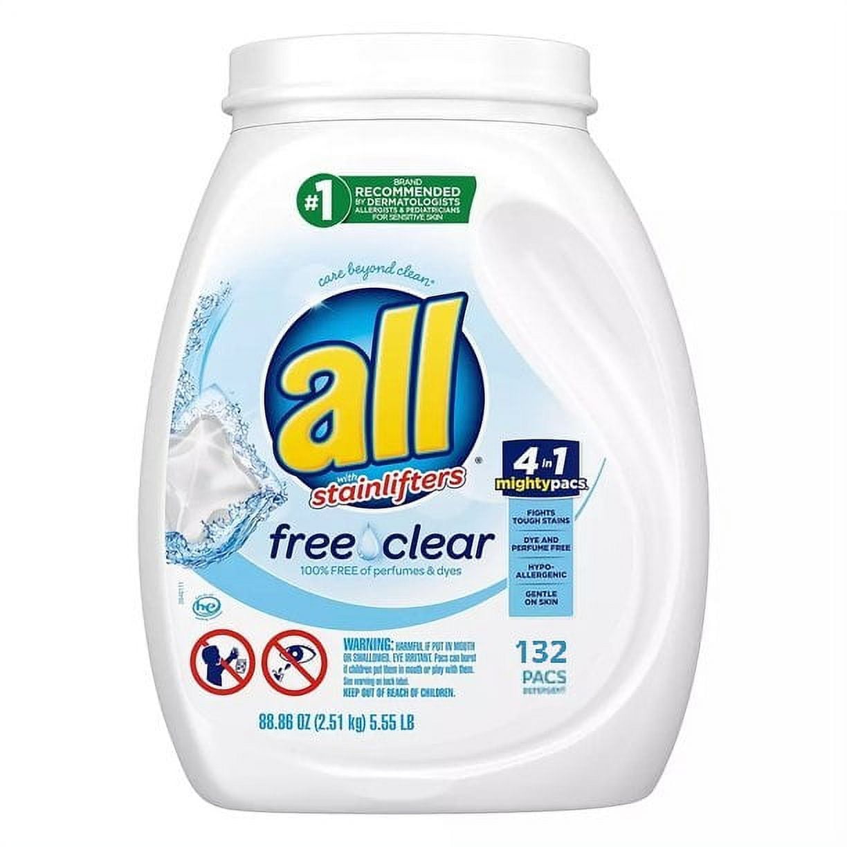 All Free Clear Stainlifters Mighty Pacs Laundry Detergent, 132 Ct ...