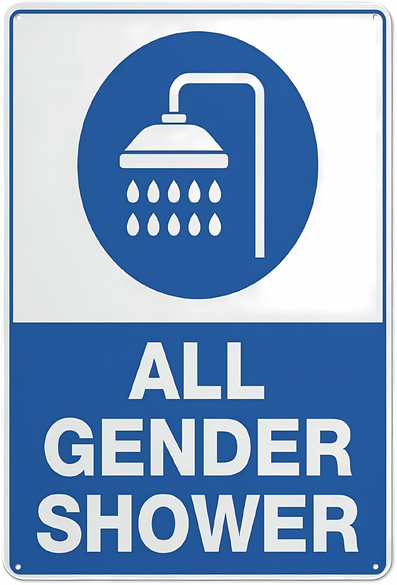All Gender Shower Sign - 8"x12" Reflective Aluminum Metal Signage with ...