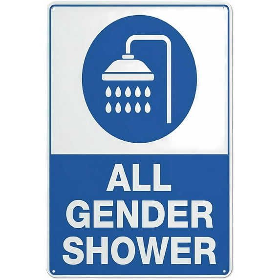 All Gender Shower Sign - 8"x12" Reflective Aluminum Metal Signage with ...