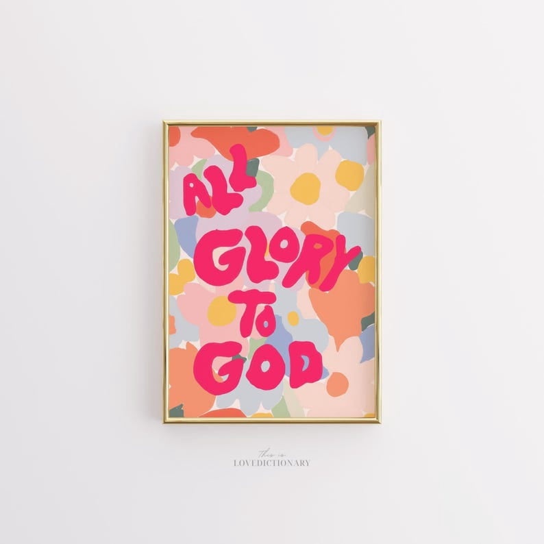 All Glory to God Wall Art, Christian Printable, Bible Verse Decor ...