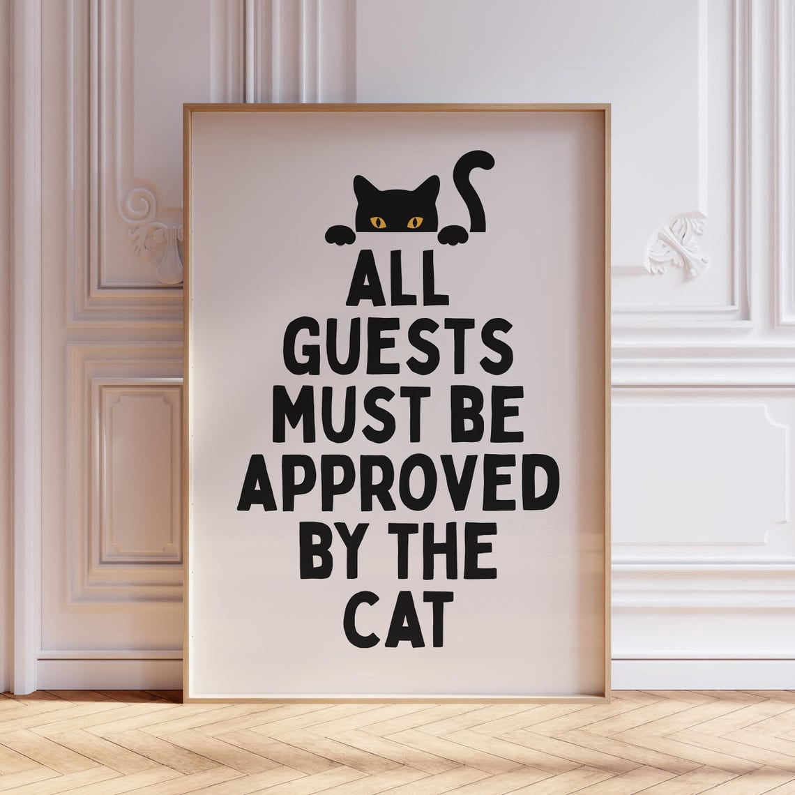 All Guests Approved By The Cat Black Cat Art, Unframed Paper Print Size ...