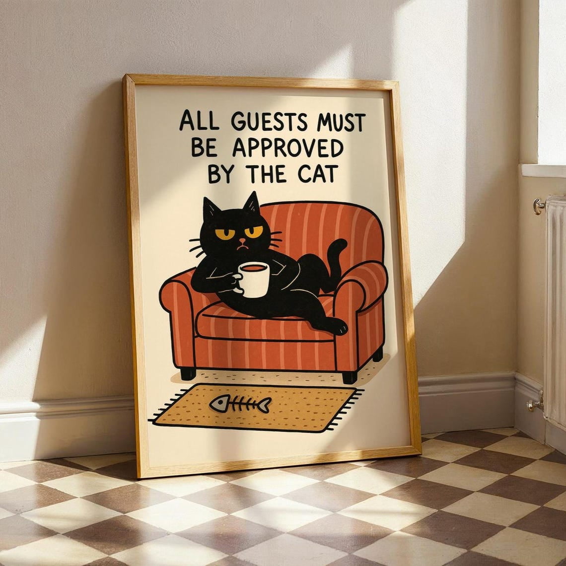 All Guests Must Be Approved By The Cat Digital Art Lover Wall Decor ...