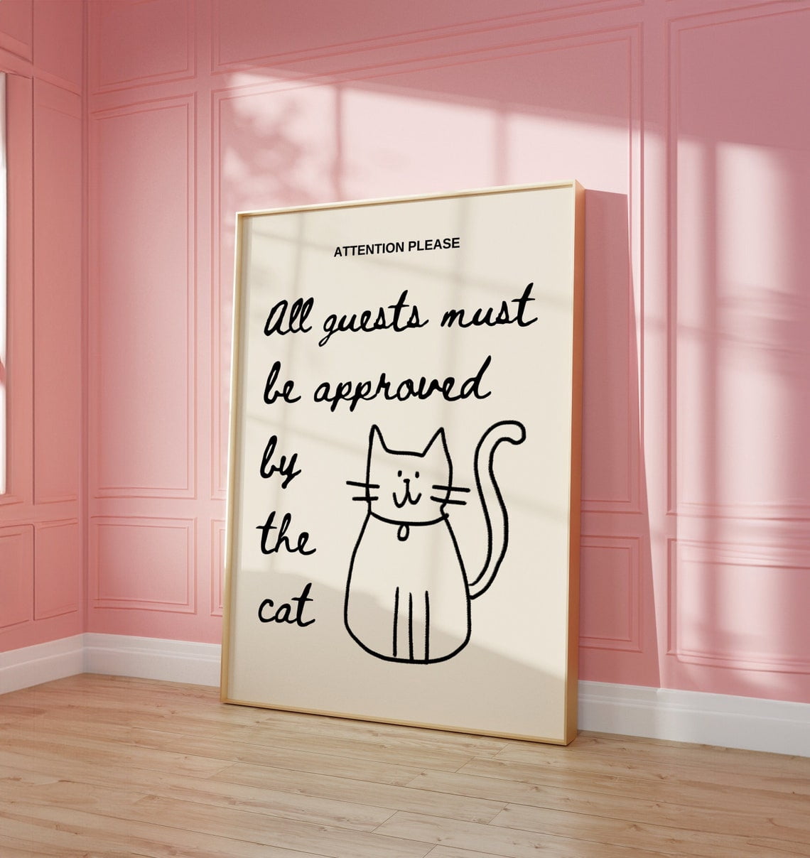 All Guests Must Be Approved By The Cat Hand Drawn Funky Cat Lover ...