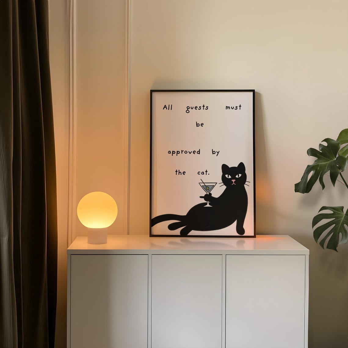 All Guests Must Be Approved By The Cat Poster, Black Cat Wall Art ...