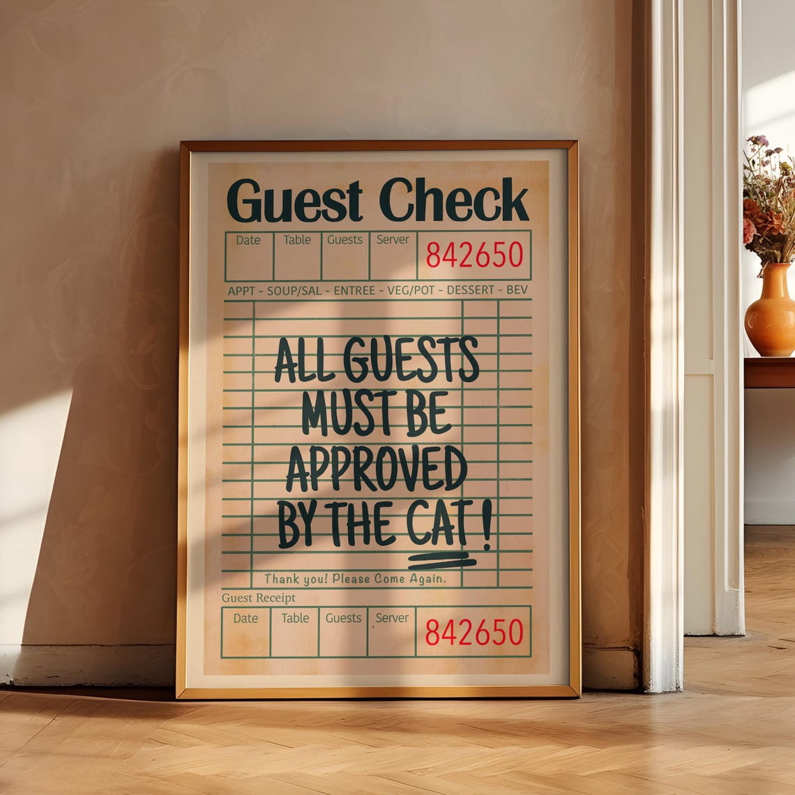 All Guests Must Be Approved By The Cat Poster Guest Check Wall Art ...