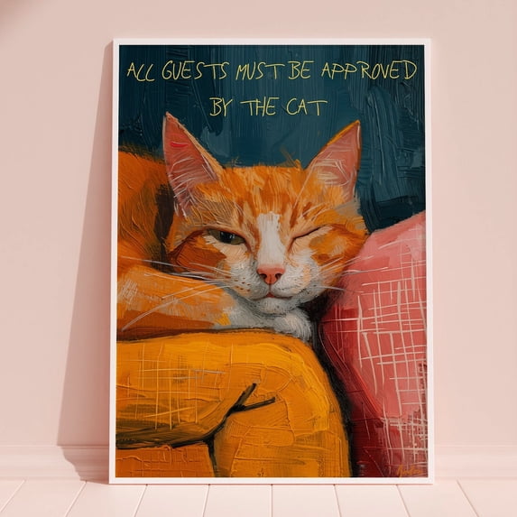 All Guests Must Be Approved By The Cat Wall Art Painting Room Decor Cat ...