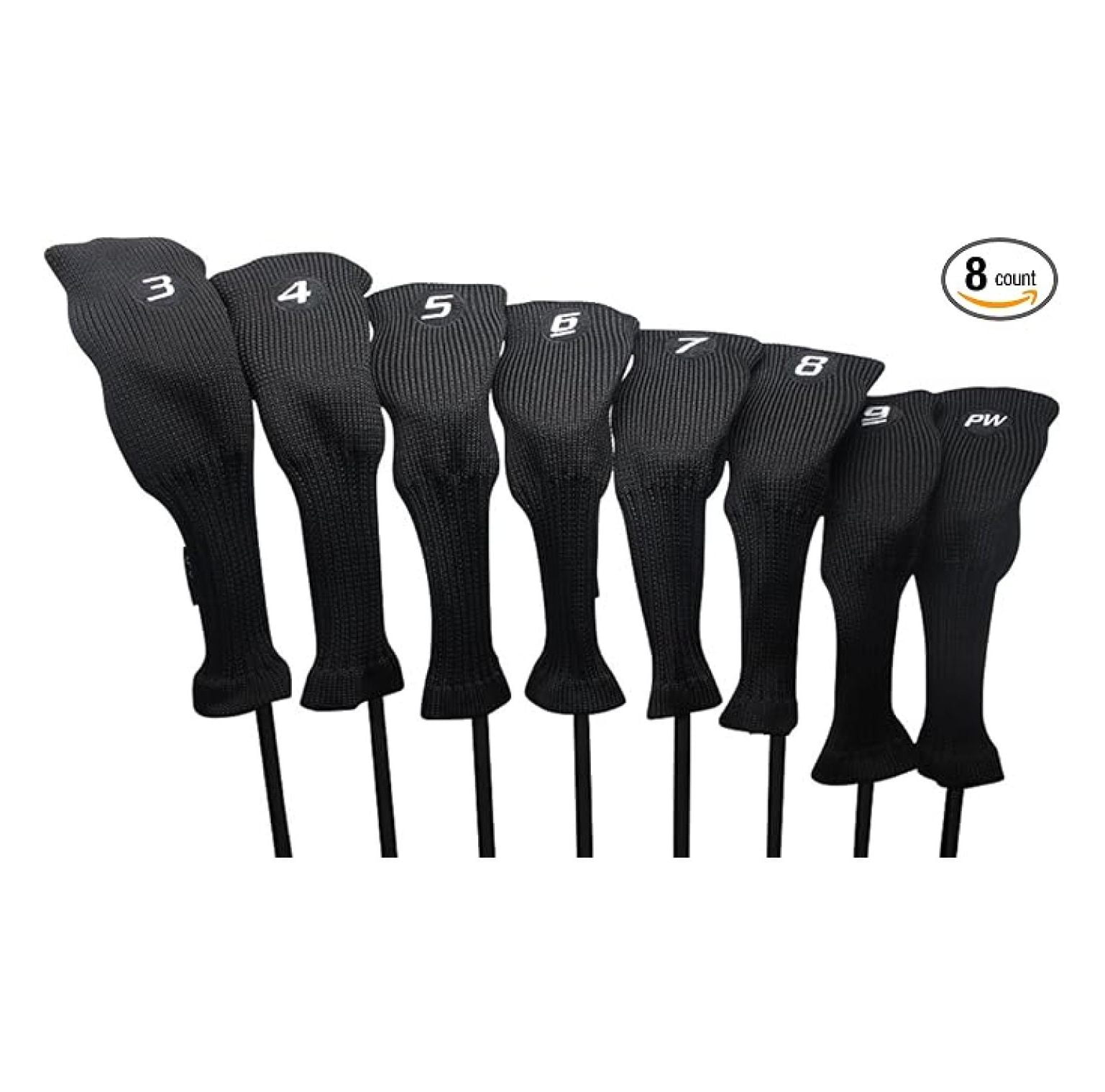 All Head Cover Golf Club Black Sleek Tight Fit Headcover Set 3-PW ...